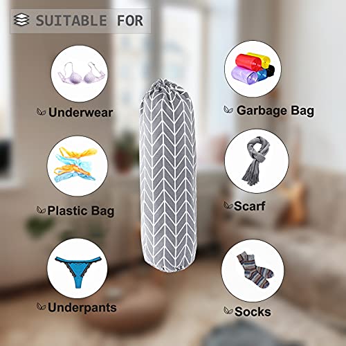 Plastic Bag Holder, Wall Mount Plastic Bag Organizer, Shopping Bags Carrier, Washable Large Grocery Bag Storage Dispenser for Home Kitchen Travelling, Free Adjustment with Drawstring, Gray, 22x9"
