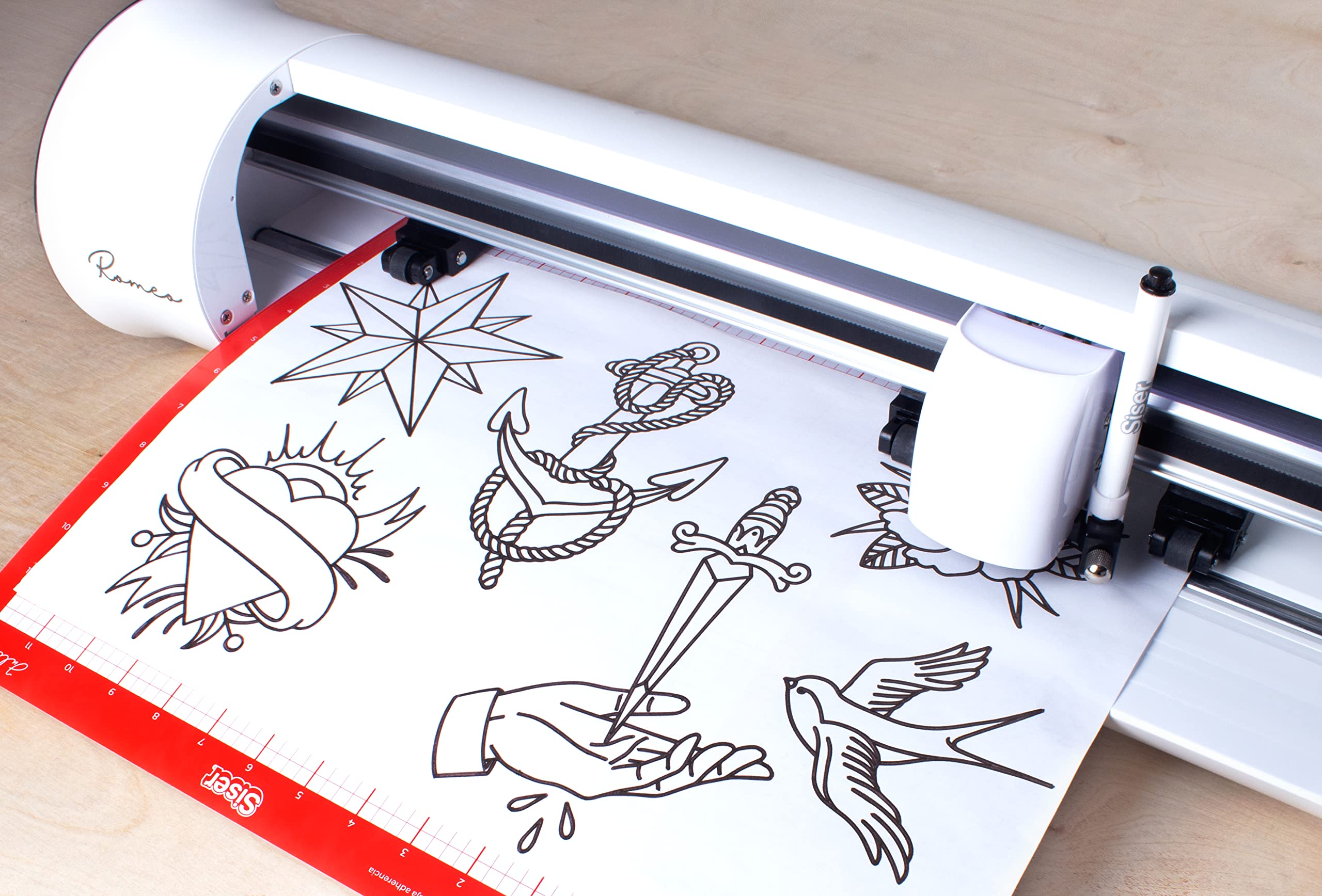 Siser Romeo High-Definition Cutter - 24" Professional Cutting Machine for Vinyl, Paper, and More β WiFi Compatible with Windows & Mac - Includes Leonardo Design Studio Software, Roll Holder Accessory
