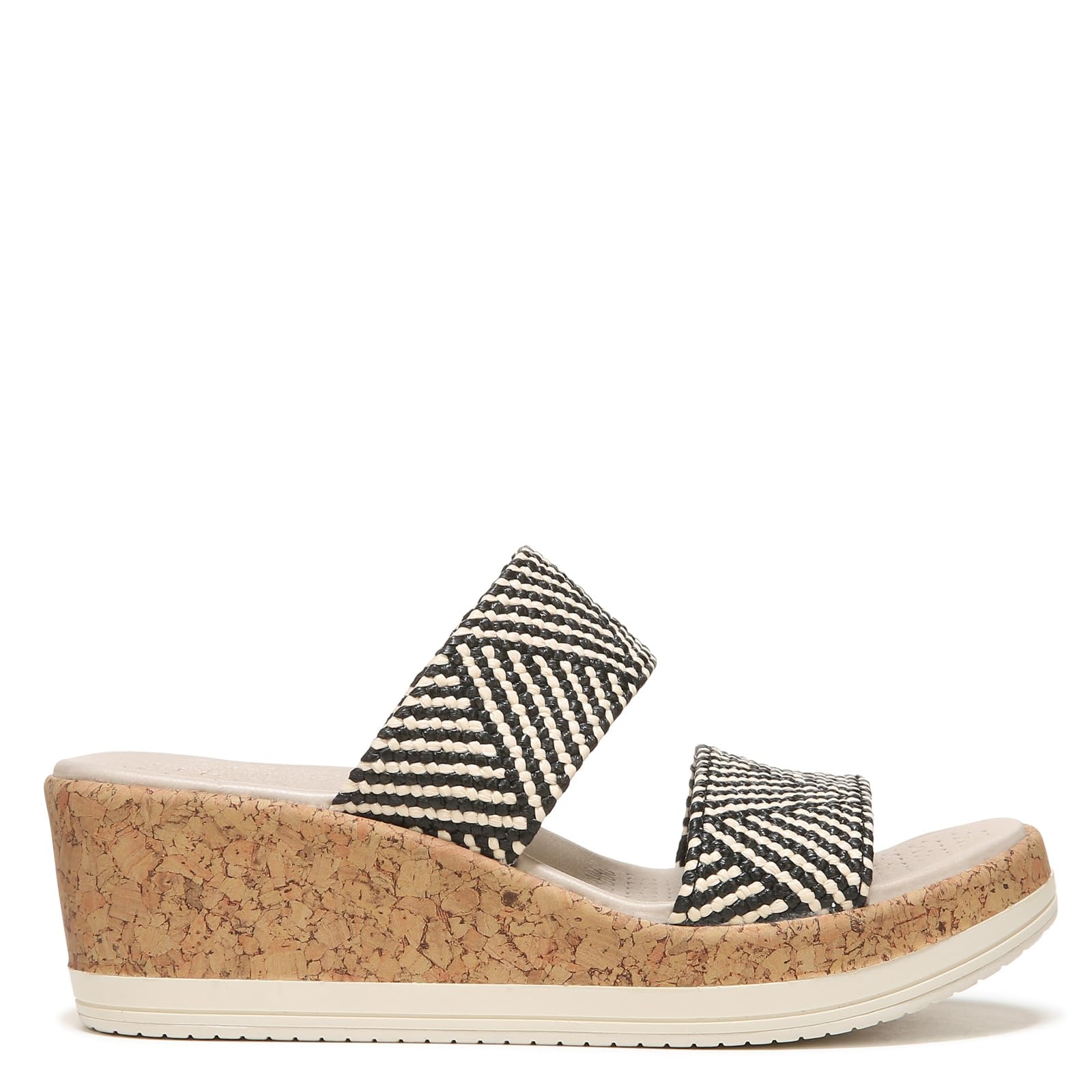 BZees Womens Resort Cork Strappy Wedge Sandal, Black Natural, 7.5 Wide US