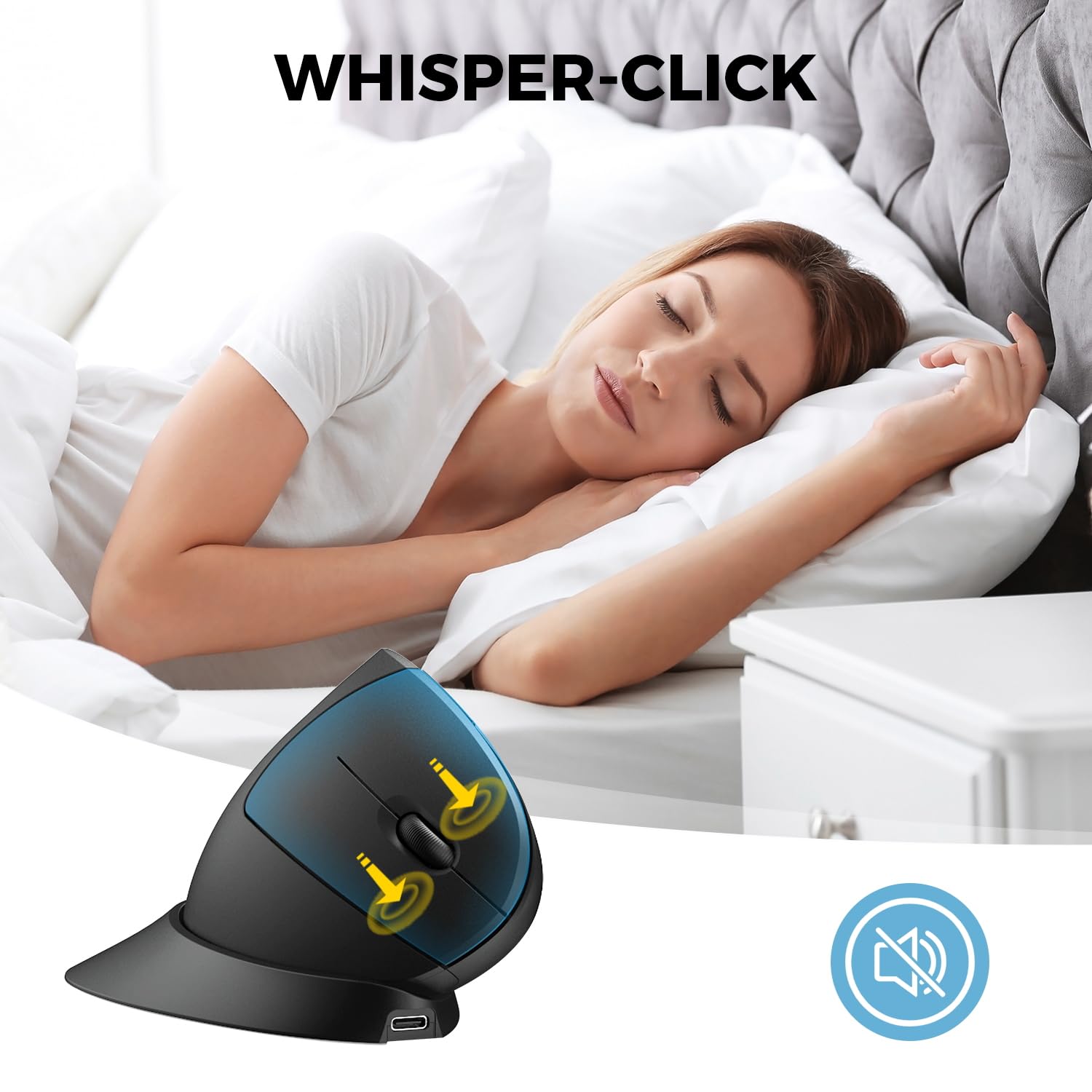 iClever Ergonomic Mouse, 2.4G Wireless Vertical Mouse with 4 Adjustable DPI, Silent Click, 7 Buttons, 3 Adjustable Tilt, Rechargeable Mouse Jiggler for Laptop, Desktop, PC, Computer, Windows 8/10/11