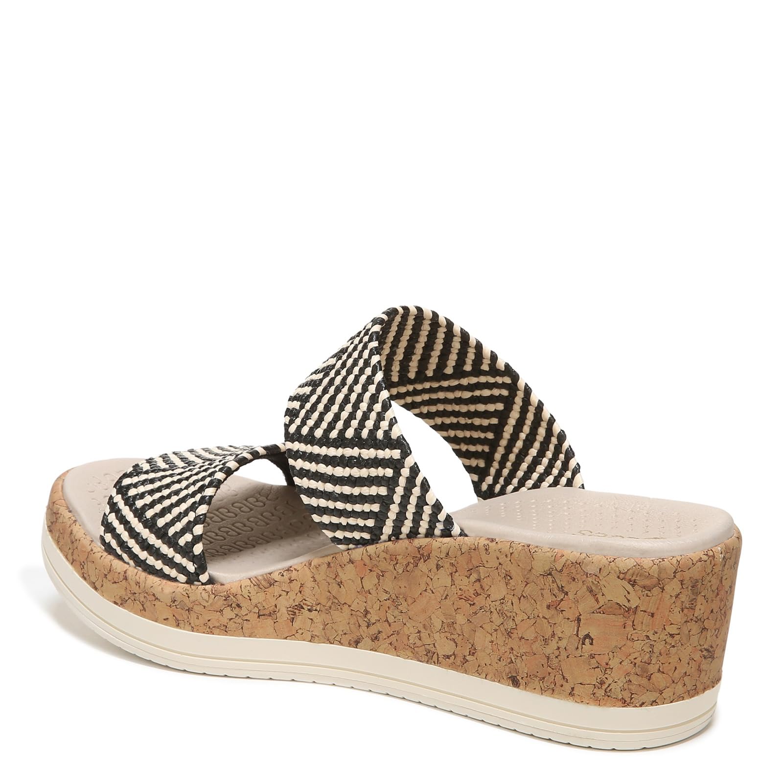 BZees Womens Resort Cork Strappy Wedge Sandal, Black Natural, 7.5 Wide US