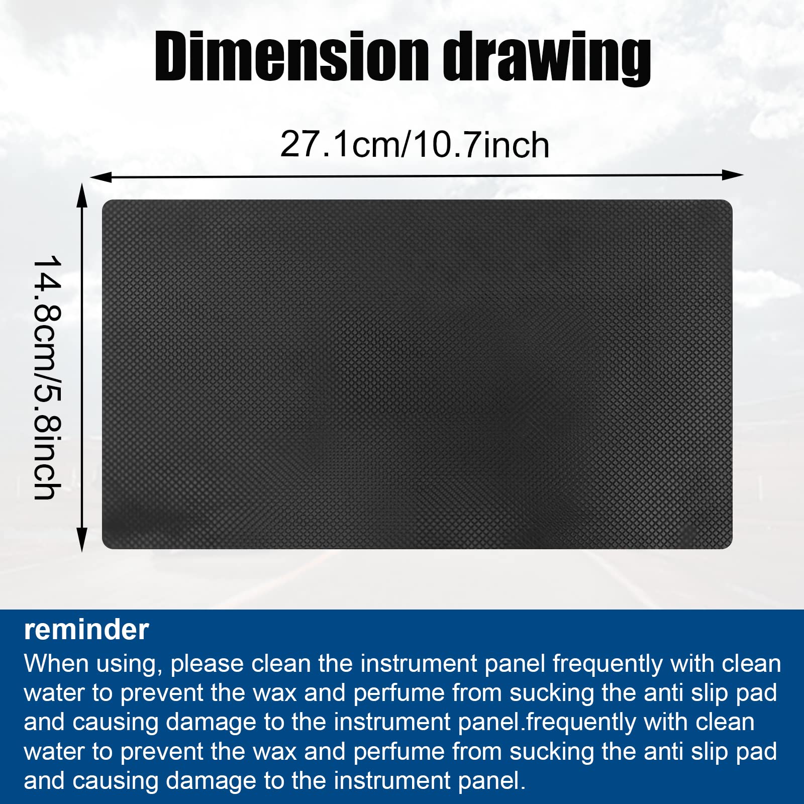 Car Dashboard Anti-Slip Rubber Pad, Two-Sided Super Sticky Dashboard Anti Slip, 10.6 x 5.9 Universal Non-Slip Car Dashboard Sticky Adhesive Mat for Cell Phones, Sunglasses, Keys More (Square /Black)