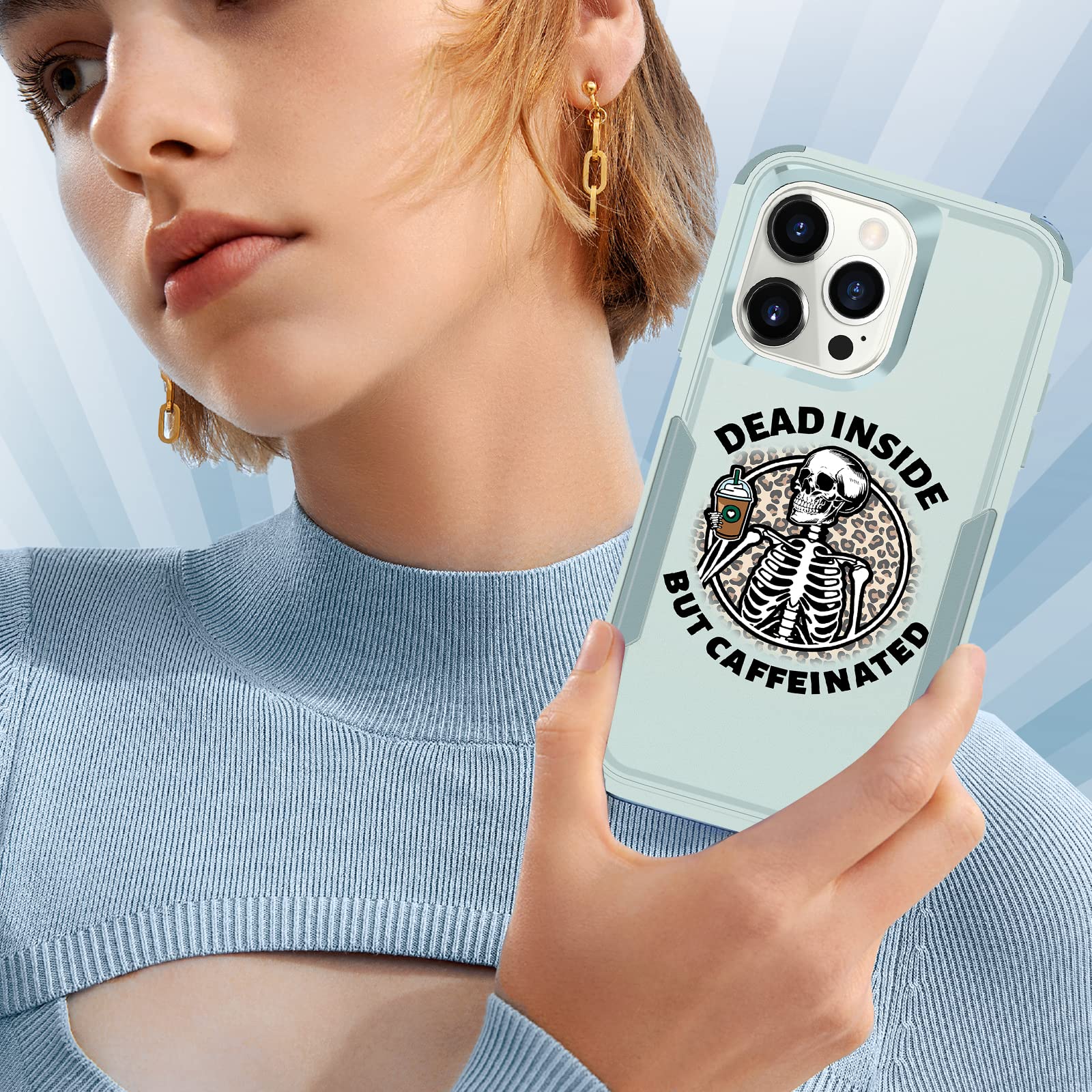Plakill for iPhone 14 Pro Max Protective Case Designer Drop Tested Cute Cases for Women Girls Shockproof Protection Rugged Heavy Duty Bumper Phone Cover for iPhone 14 Promax (Coffee Skeleton)
