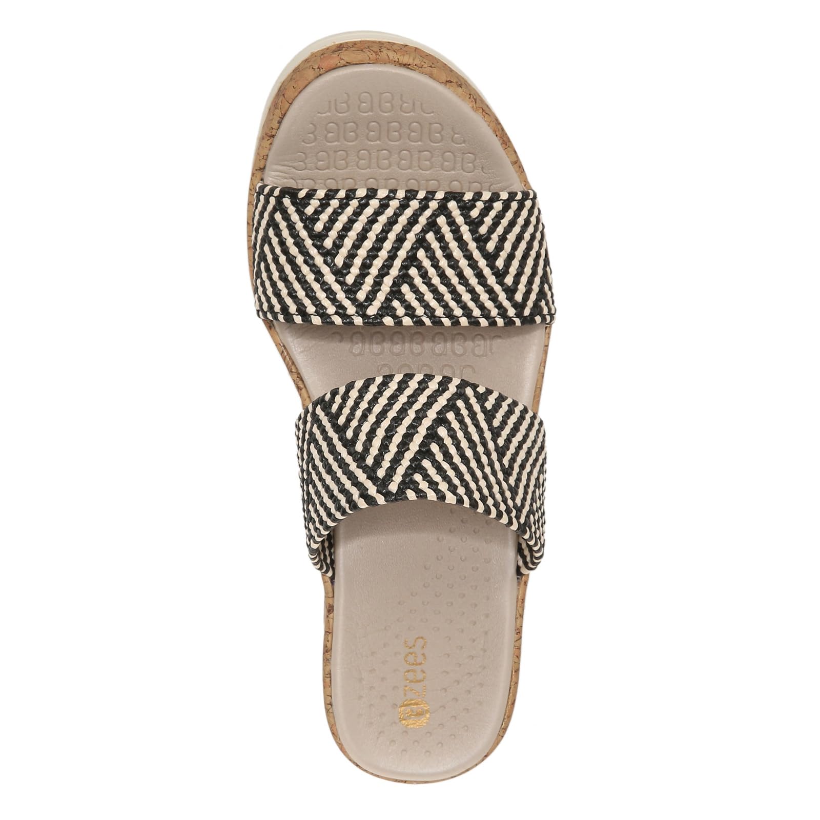 BZees Womens Resort Cork Strappy Wedge Sandal, Black Natural, 7.5 Wide US