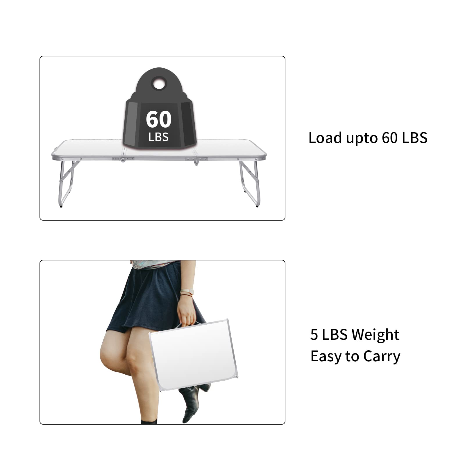 Moosinily Small Camping Table 3FT Folding Picnic Table Foldable Low Camp Table Portable Short Aluminum Outdoor Floor Short Beach BBQ White 35.2×15.7 inch