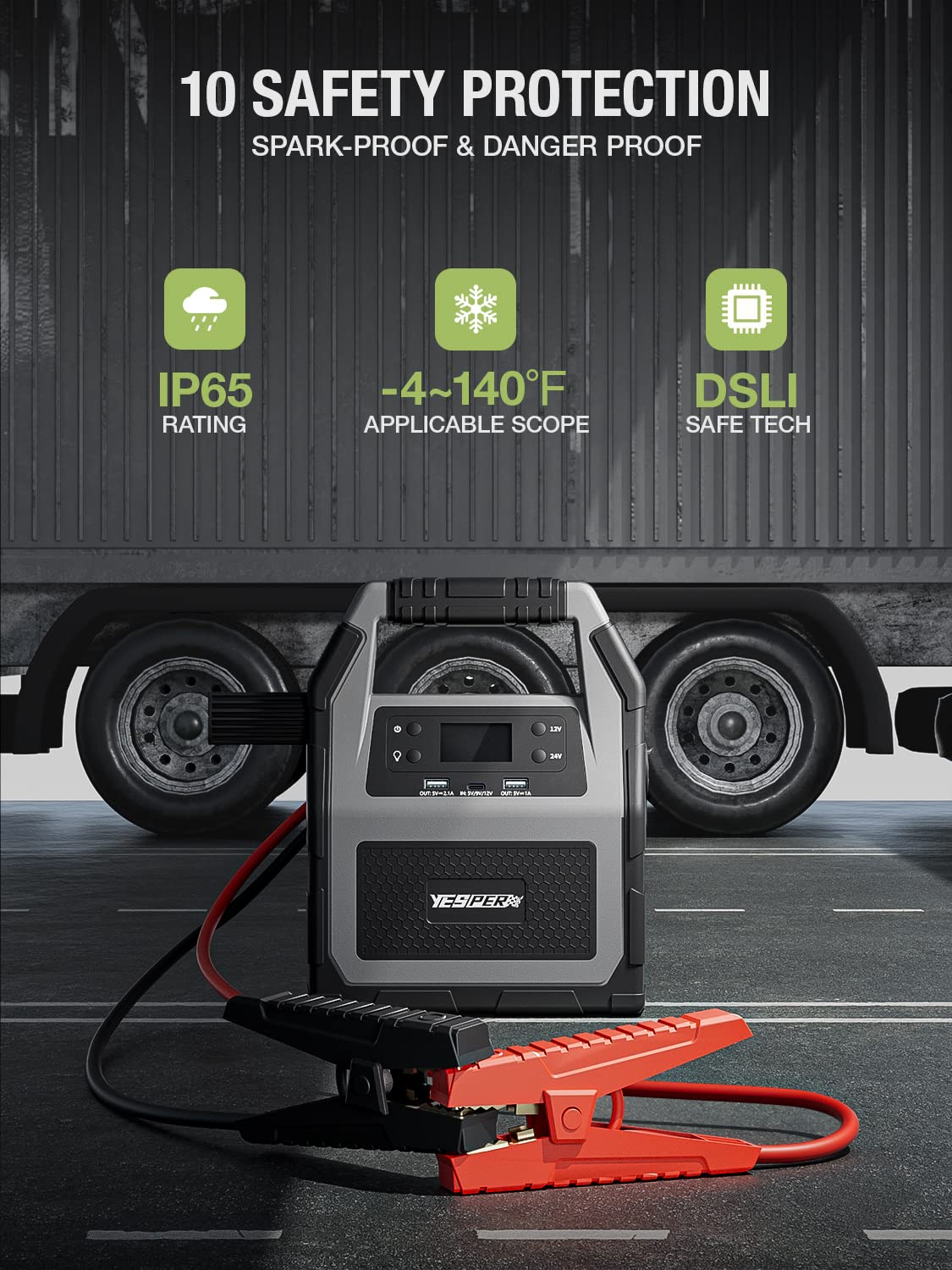 YESPER 12V/24V Car Jump Starter, 6000A Peak 4.1 lbs Portable Jump Starter Battery Pack 42000mAh Battery Booster Pack (Up to All Gas/Diesel Engine) Jumper Box with LED Screen…