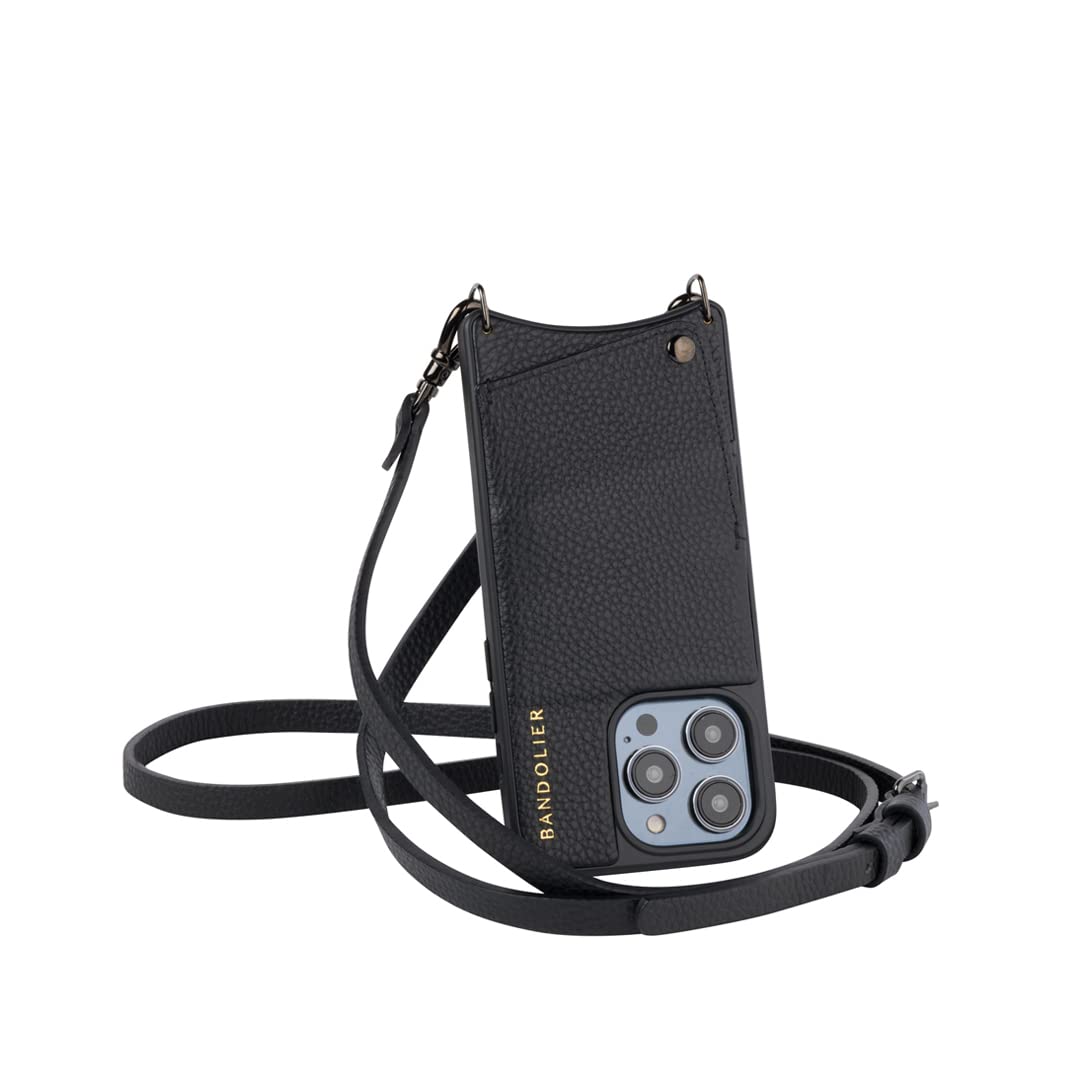Bandolier Emma Crossbody Phone Case and Expanded Zip Pouch Set - for iPhone 14 Pro Max - Black/Pewter