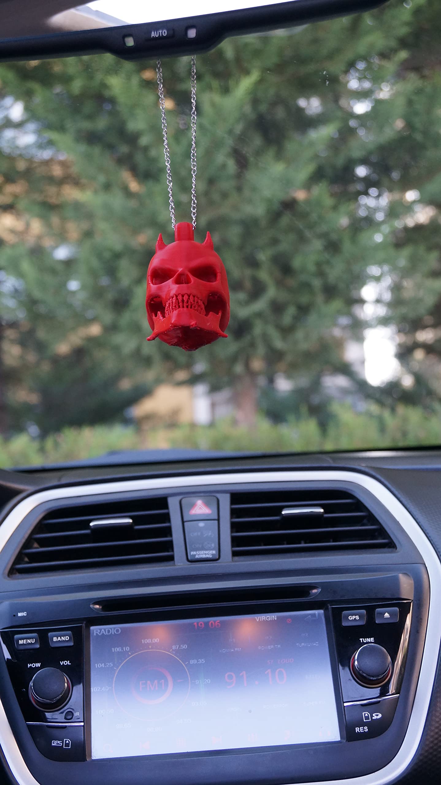 Skeleton Skull Car Accessory Miror Accesory 3 * 2 * 2,5" (Red)