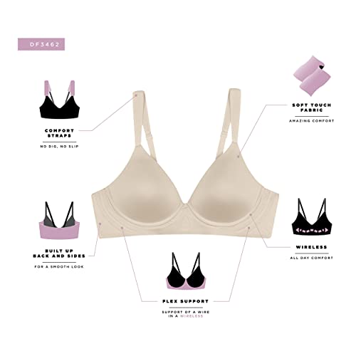 Bali Women's Comfort Revolution Wirefree, Soft Touch Ultimate Wireless Support Bra, White