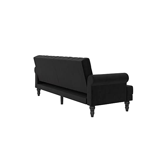 Novogratz Cassidy Upholstered Futon, Black Velvet