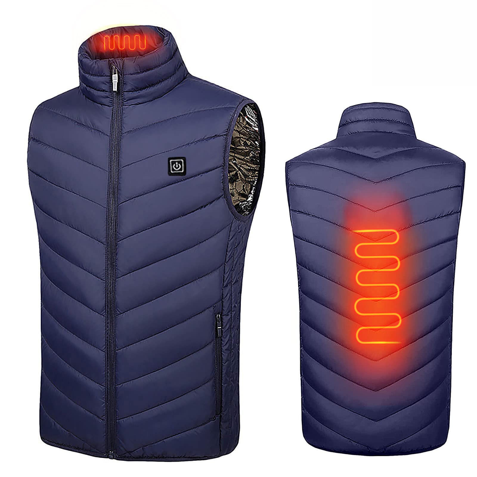 DOLKFU Men And Women Usb Rechargeable Electric Heating Vest Stand Collar Zones Heated Jacket Quilted Winter Warm Clothes Heated Vest
