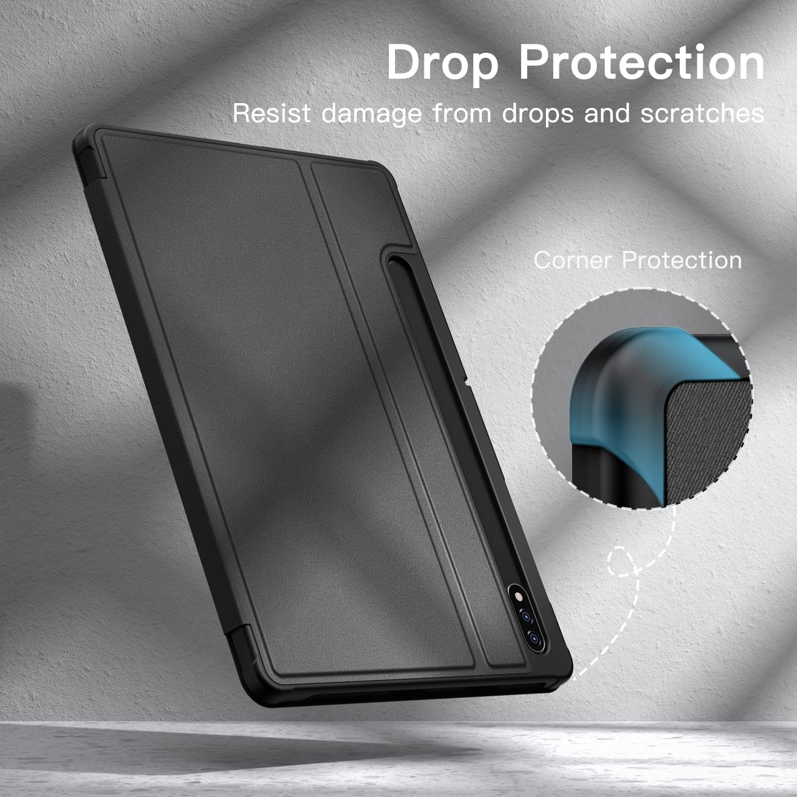 JETech Case for Samsung Galaxy Tab S8 2022/S7 2020 11-Inch with S Pen Holder, Slim Folio Stand Protective Tablet Cover, Multi-Angle Viewing (Black)