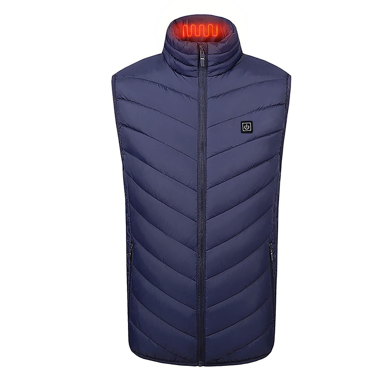 DOLKFU Men And Women Usb Rechargeable Electric Heating Vest Stand Collar Zones Heated Jacket Quilted Winter Warm Clothes Heated Vest