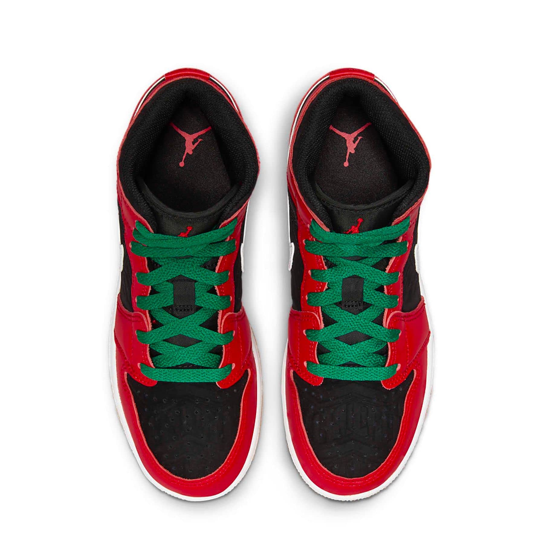 Nike Jordan Youth Jordan 1 Mid SE GS DQ8418 006 Christmas - Size 6.5Y, Black/Fire Red/White/Malachite