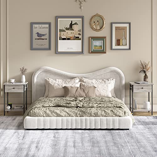 hosote Nightstand with Charging Station, Flip Top End Table with USB Ports and Outlets Farmhouse Night Stand Side Bedside Table with Storage for Bedroom Living Room (Rustic Grey, Set of 2)