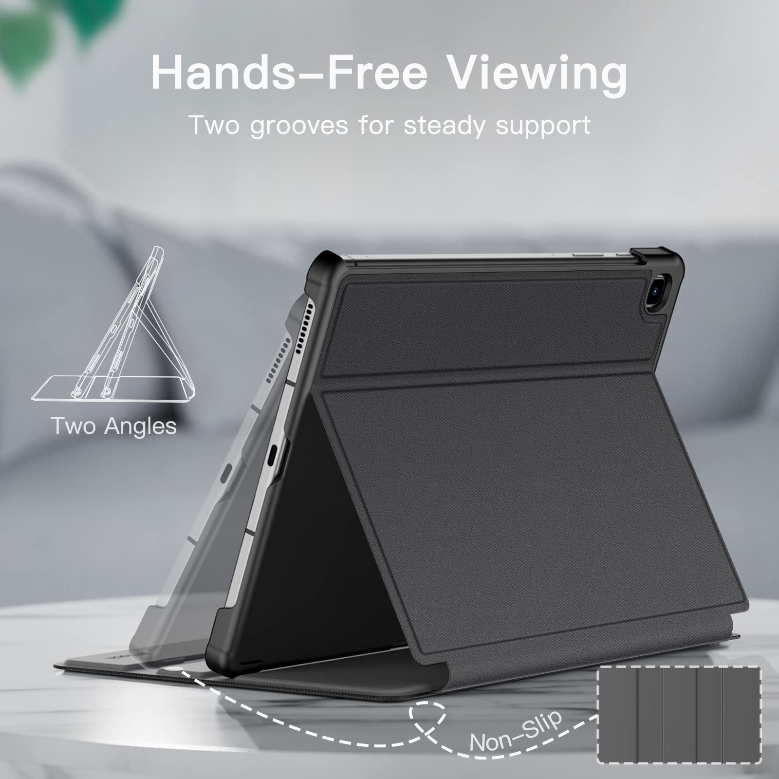 JETech Case for Samsung Galaxy Tab S6 Lite 10.4-Inch 2024/2022/2020 with S Pen Holder, Slim Folio Stand Protective Tablet Cover, Multi-Angle Viewing (Black)