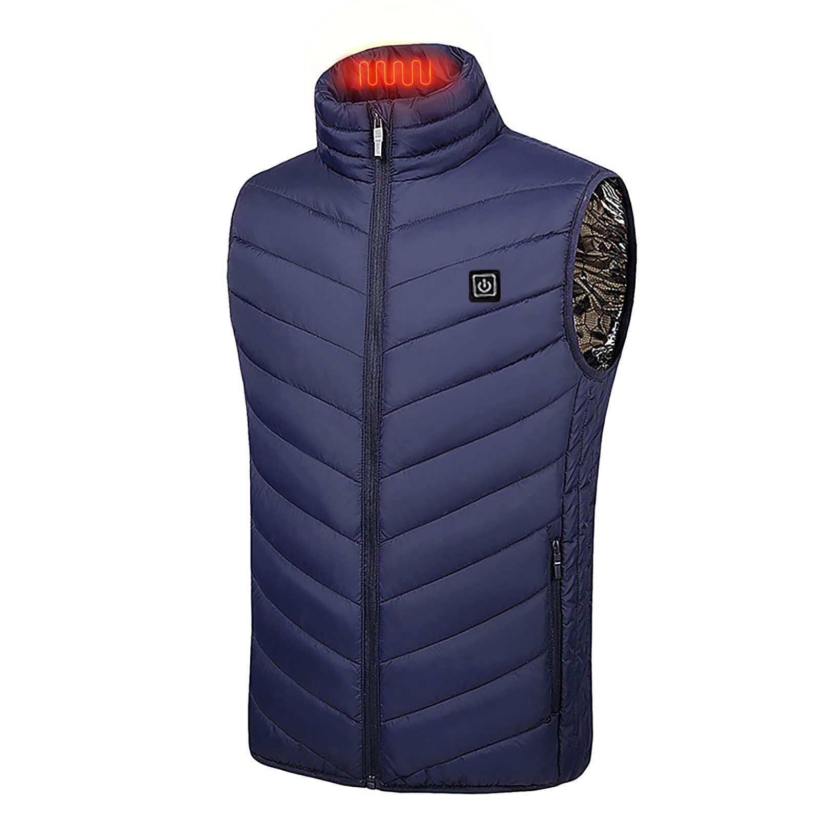 DOLKFU Men And Women Usb Rechargeable Electric Heating Vest Stand Collar Zones Heated Jacket Quilted Winter Warm Clothes Heated Vest