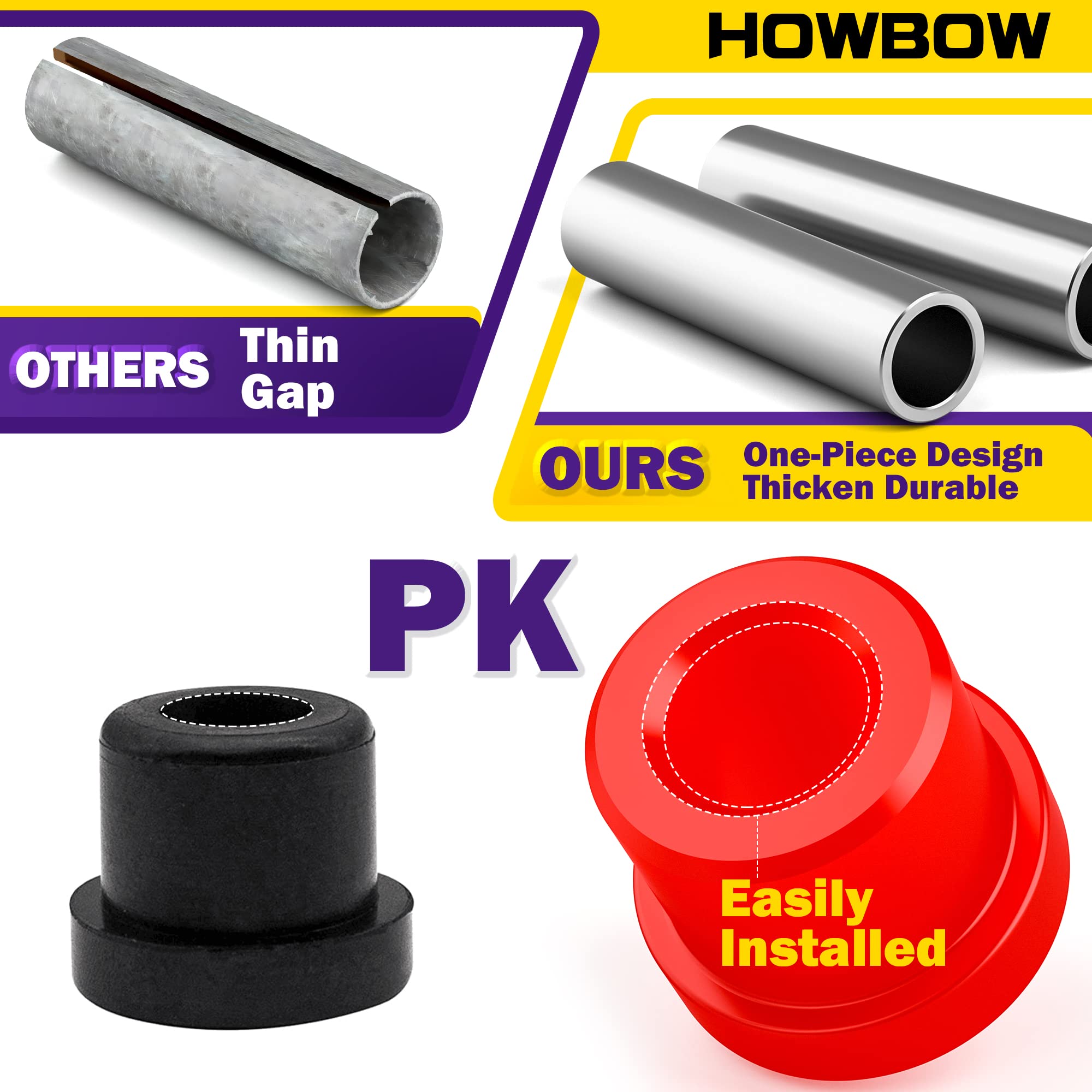 Club Car DS Front & Rear Leaf Spring Bushing Kit, Golf Cart Leaf Spring Polyurethane Bushing and Sleeves for 1981-Up DS, Upgraded Red GolfCart Suspension Shackle Parts OE Replaces 1012303 1015583