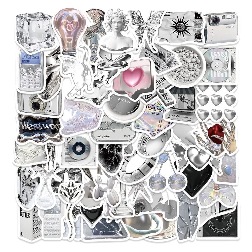 ZJSXINDI Stickers Aesthetic Waterproof Laptop Stickers Decals 66 Pcs for Water Bottle Laptop Computer Skateboard Bumper,Aesthetic Vsco Vinyl Stickers for Kids Teens Girls (Platinum)