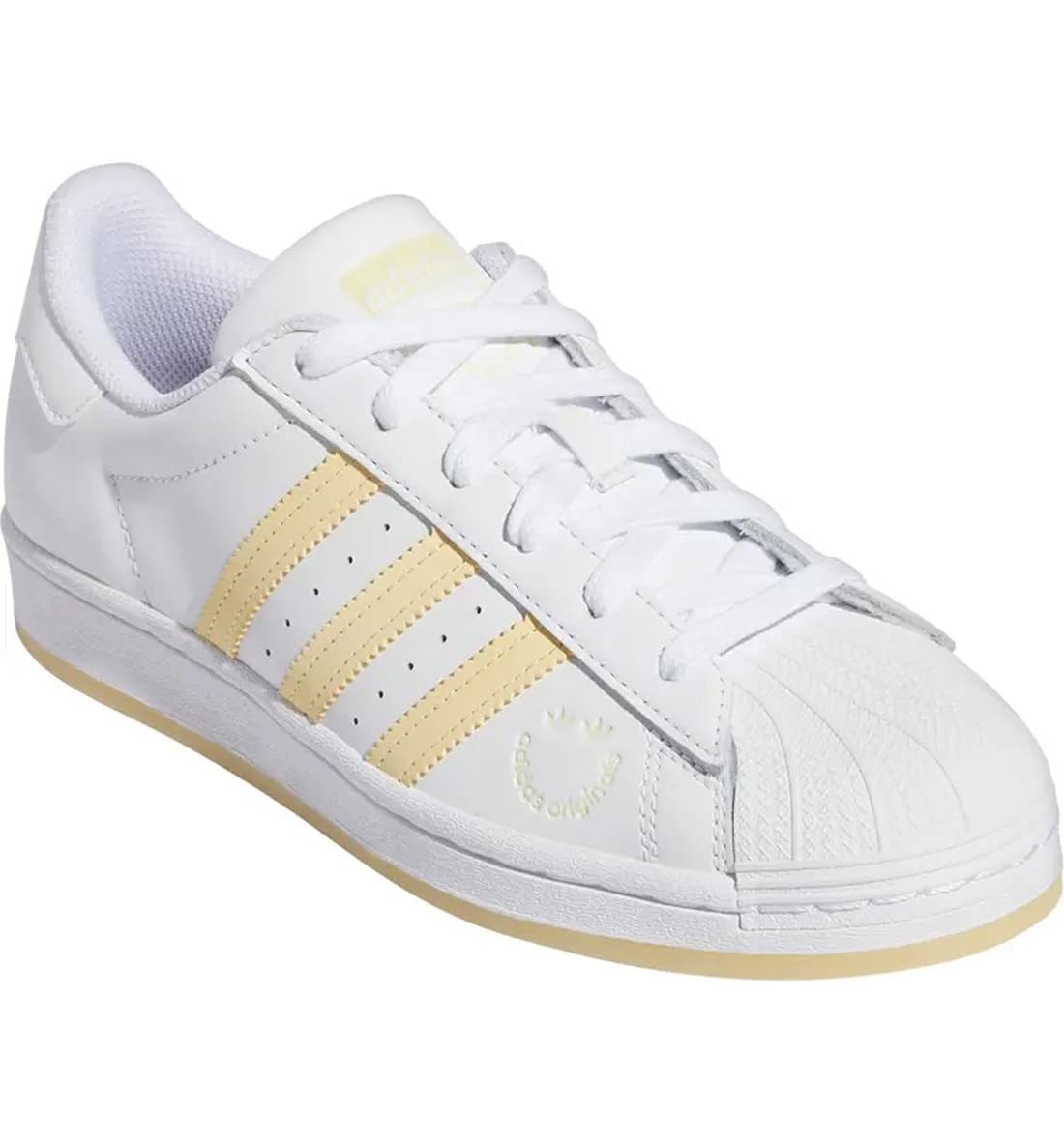 adidas Originals Women's Superstar Low Shoes, Casual Leather Sneakers, Footwear White/Easy Yellow, 6.5
