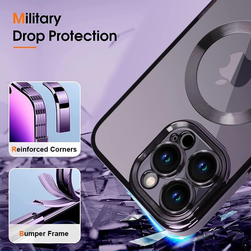 ZIYE Magnetic Case for iPhone 13 Pro Max Case [Compatible with MagSafe] Camera Lens Protector Plating Luxury Cover for Women Men Clear Soft TPU Shockproof Protective Phone Case - Purple