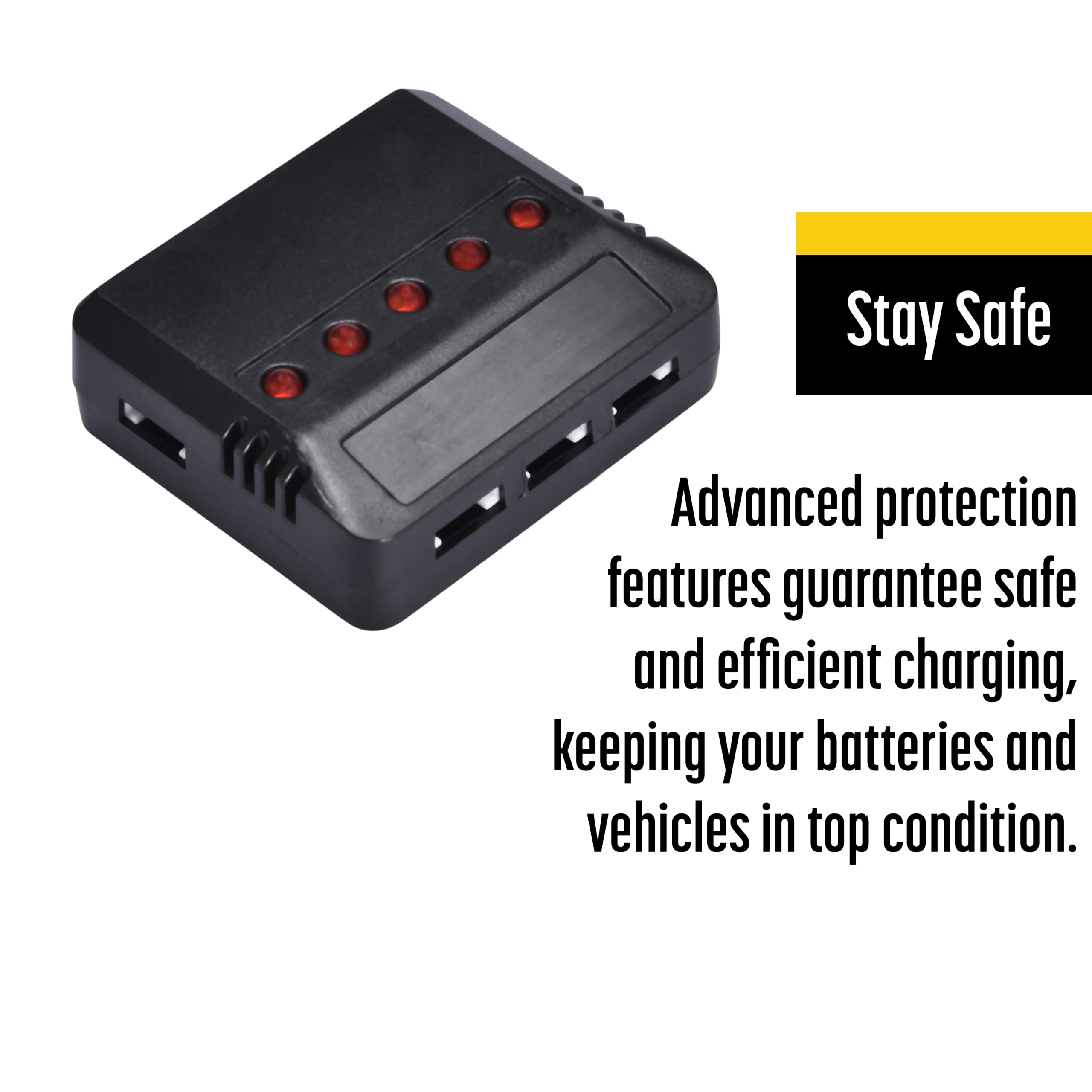 Top Race Drone Batteries - RC Charger 1-6S AC/DC 80W and Battery Charger DC 3.7V 1S 1 Cell RC Charger Micro 5 Ports with LED Indicator - Drone Battery Charger - Wide Type Compatibility Remote, Droid