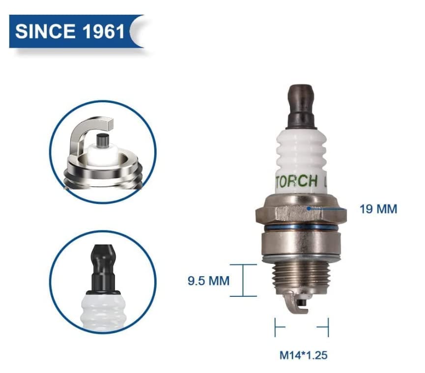 2PK TORCH L8RTC Spark Plug Replace for NGK BPMR8Y BPM8Y Spark Plug, for Champion RCJ6Y Spark Plug, for Kawasaki 920702115 Spark Plug, OEM