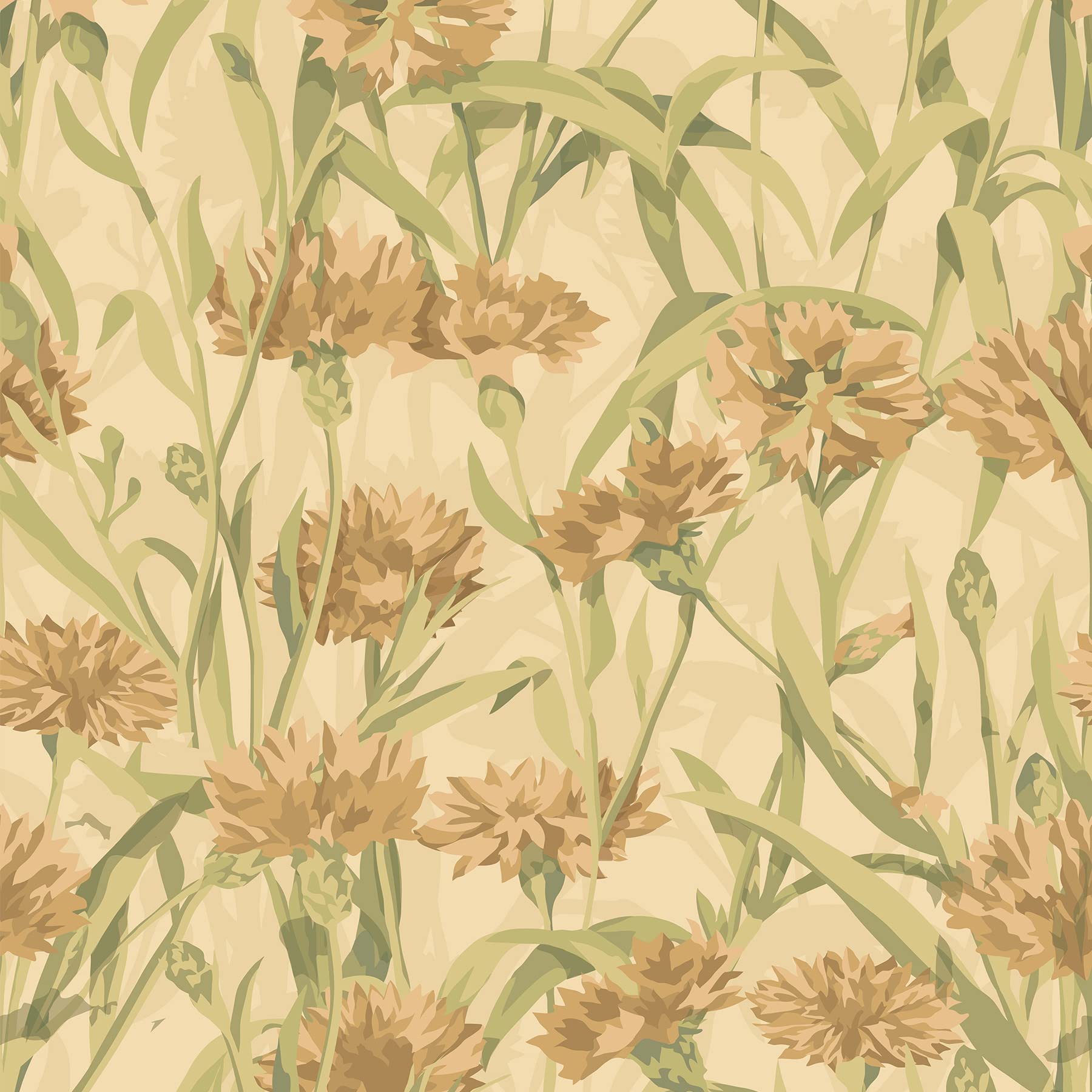 JiffDiff Yellow Floral Wallpaper - Straw Plant Watercolor Chrysanthemum Fleurs Stick on Removable Wallpaper