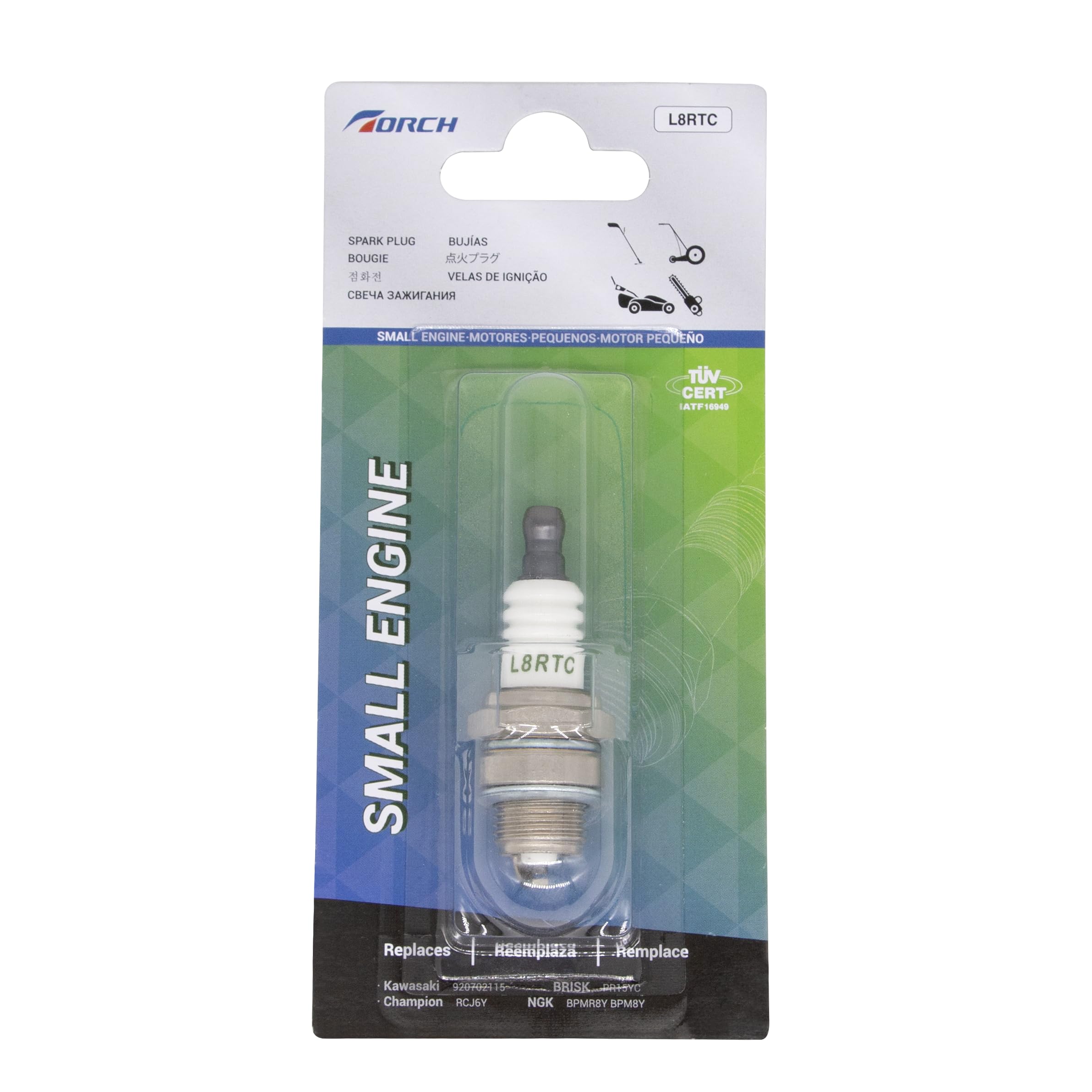 2PK TORCH L8RTC Spark Plug Replace for NGK BPMR8Y BPM8Y Spark Plug, for Champion RCJ6Y Spark Plug, for Kawasaki 920702115 Spark Plug, OEM