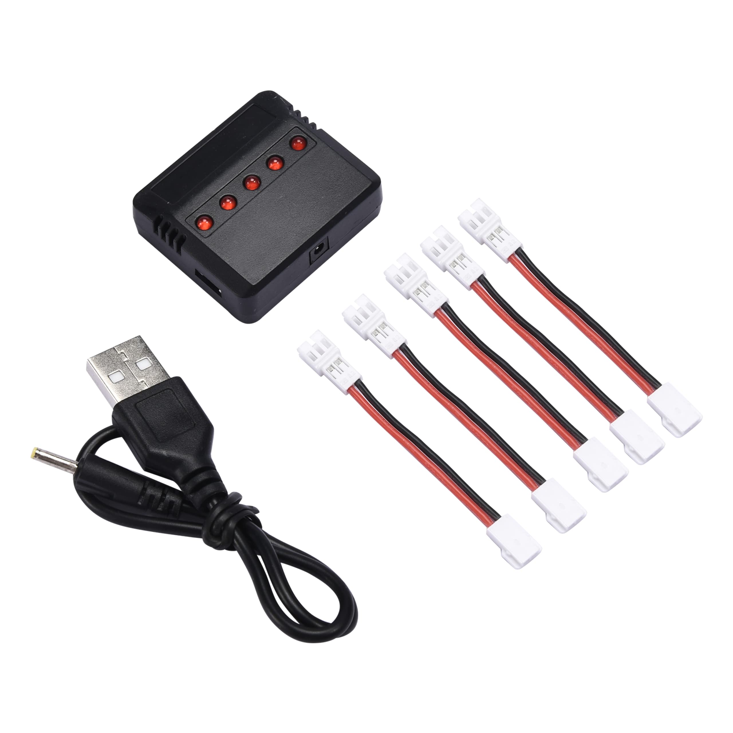 Top Race Drone Batteries - RC Charger 1-6S AC/DC 80W and Battery Charger DC 3.7V 1S 1 Cell RC Charger Micro 5 Ports with LED Indicator - Drone Battery Charger - Wide Type Compatibility Remote, Droid