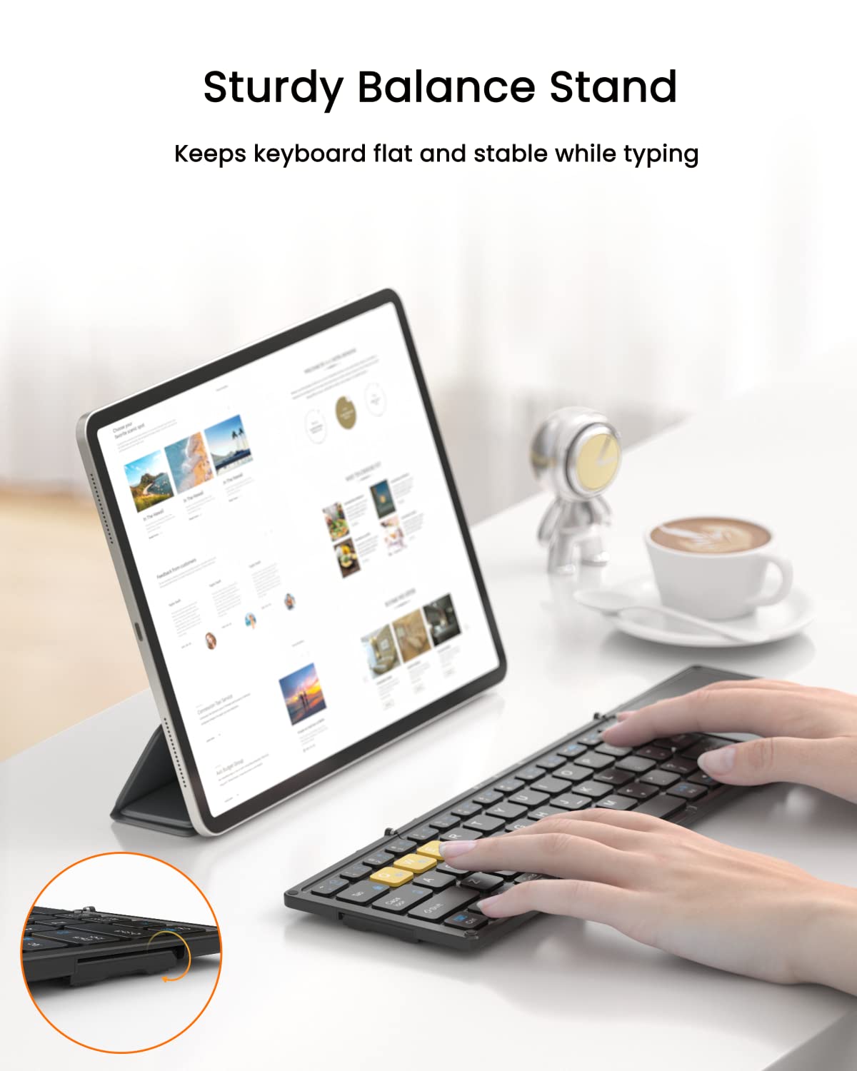 Artciety Foldable Bluetooth Keyboard, Wireless Portable Keyboard with Larger Touchpad, Pocket-Sized Folding Travel Keyboard for MacOS Android Windows iOS, Sync Up to 3 Devices (BT5.1 x 3)