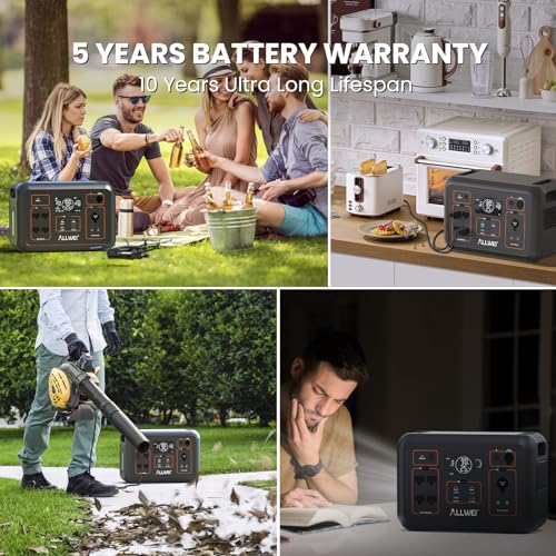 ALLWEI LiFePO4 Solar Generator 1200W(Peak 2400W) with 1 * 200W Solar Panel, Fast Charge in 1.5Hrs, 1008Wh Portable Power Station, 4* AC Outlet, UPS Mode, Outdoor Generator for RV Camping Emergency