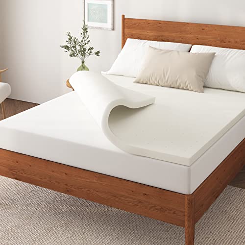 NapQueen 2 Inch Ventilated Memory Foam Mattress Topper, CertiPUR-US Certified, Full, White