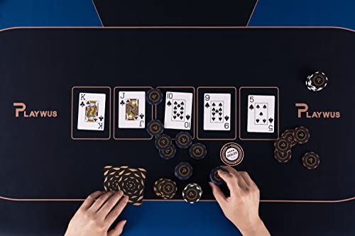 PLAYWUS Clay Poker Chips Set, Professional Poker Set with 300 Pcs 13 Gram Blank Chips, Cards, and Dice, Poker Set Aluminum Alloy Case for Texas Holdem, Blackjack Gambling