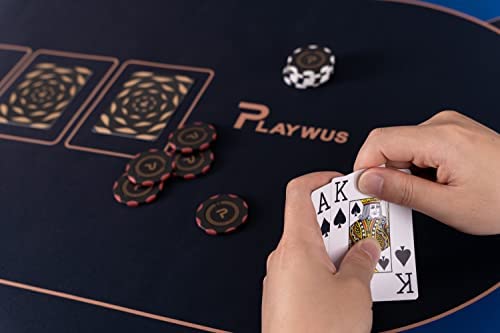 PLAYWUS Clay Poker Chips Set, Professional Poker Set with 300 Pcs 13 Gram Blank Chips, Cards, and Dice, Poker Set Aluminum Alloy Case for Texas Holdem, Blackjack Gambling