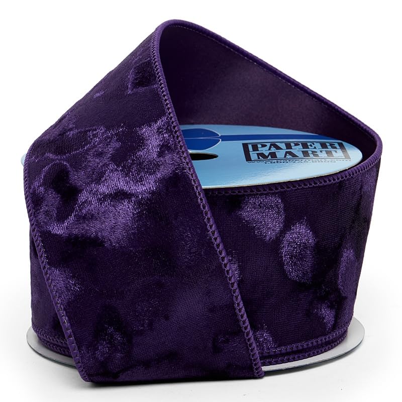 2 1/2" X 10 Yards Brushed Velvet Wired Ribbon,Purple, Roll 1
