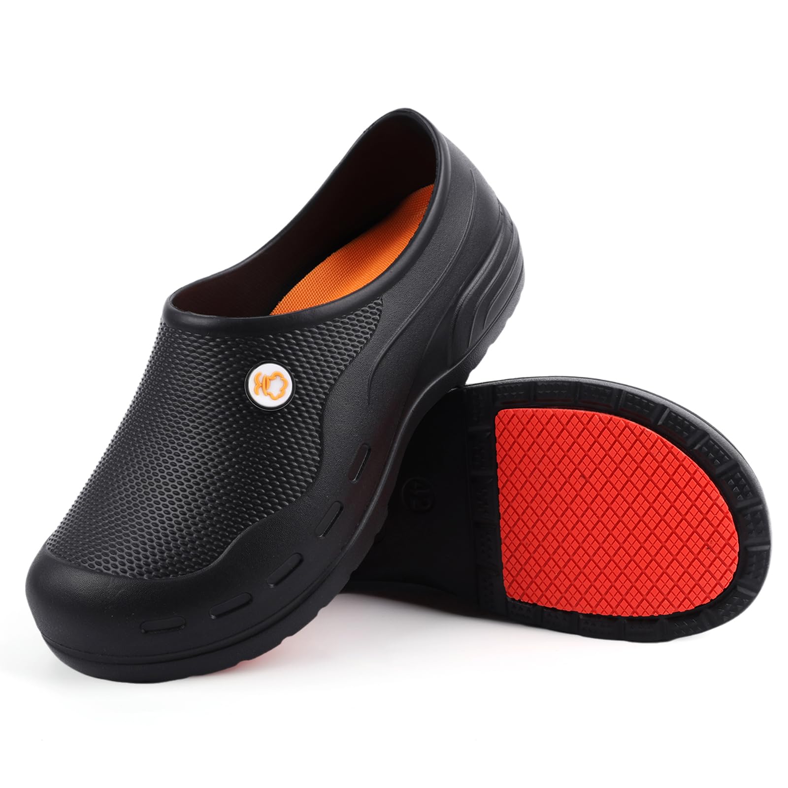 phurnit Black Non Slip Work Shoes for Women Men - Slip Resistant Waterproof Oil-Proof Comfortable Chef Shoes Best Shoes for Standing All Day Easy to Clean Hospital Nursing Black Work Shoes Men Women