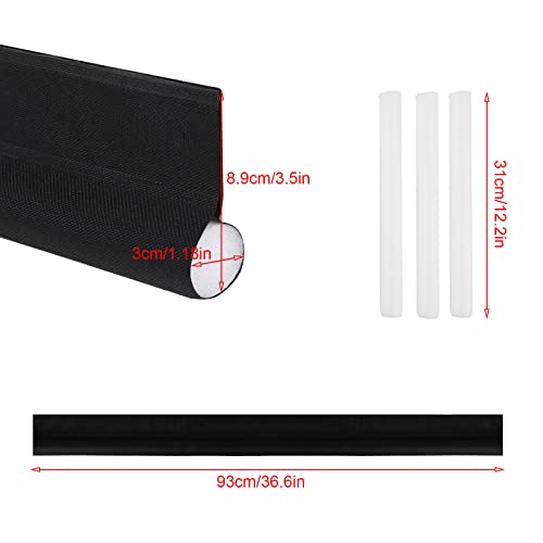 Door Draft Stopper, 37" Under Door Draft Stoppers, Adjustable Door Draft Blocker Bottom for Soundproof, Isolating Hot and Cold Air, Dust, Smoke, Wind and Breeze (Black, 1 Pack)