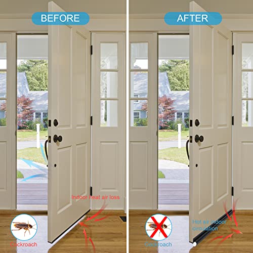 Door Draft Stopper, 37" Under Door Draft Stoppers, Adjustable Door Draft Blocker Bottom for Soundproof, Isolating Hot and Cold Air, Dust, Smoke, Wind and Breeze (Black, 1 Pack)