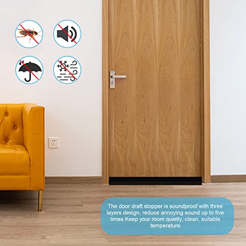 Door Draft Stopper, 37" Under Door Draft Stoppers, Adjustable Door Draft Blocker Bottom for Soundproof, Isolating Hot and Cold Air, Dust, Smoke, Wind and Breeze (Black, 1 Pack)