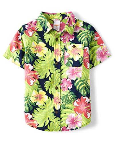 Gymboree,Boys,Matching Family Short Sleeve Button Up Shirt Dad, Big Kid, Toddler,Aloha Floral,2T
