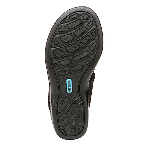 BZees Womens Daytona Slip-On Wedge Sandal Black Chevron 10 W