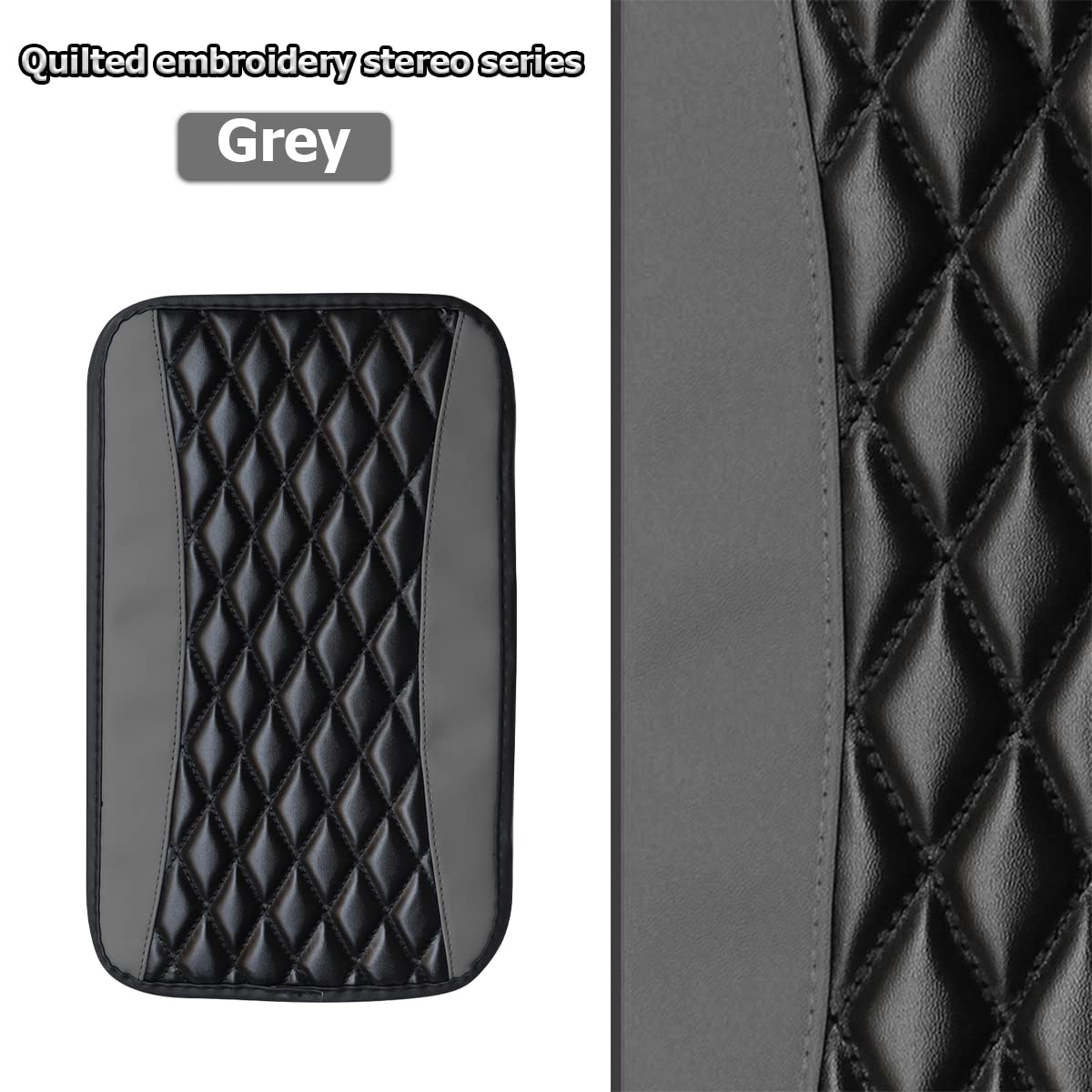 Car Center Console Cushion Pad, Universal Leather Waterproof Armrest Seat Box Cover Protector,Comfortable Car Decor Accessories Fit for Most Cars, Vehicles, SUVs (Gray)