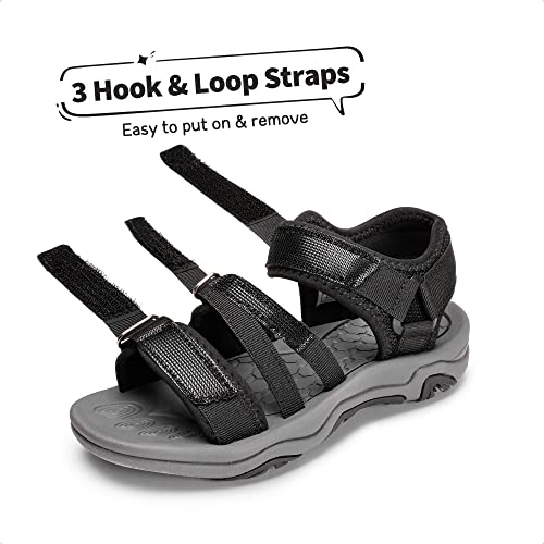 DREAM PAIRS Boys Girls Summer Outdoor Athletic Sport Sandals SDAS2307K Size 2 Little Kid Black