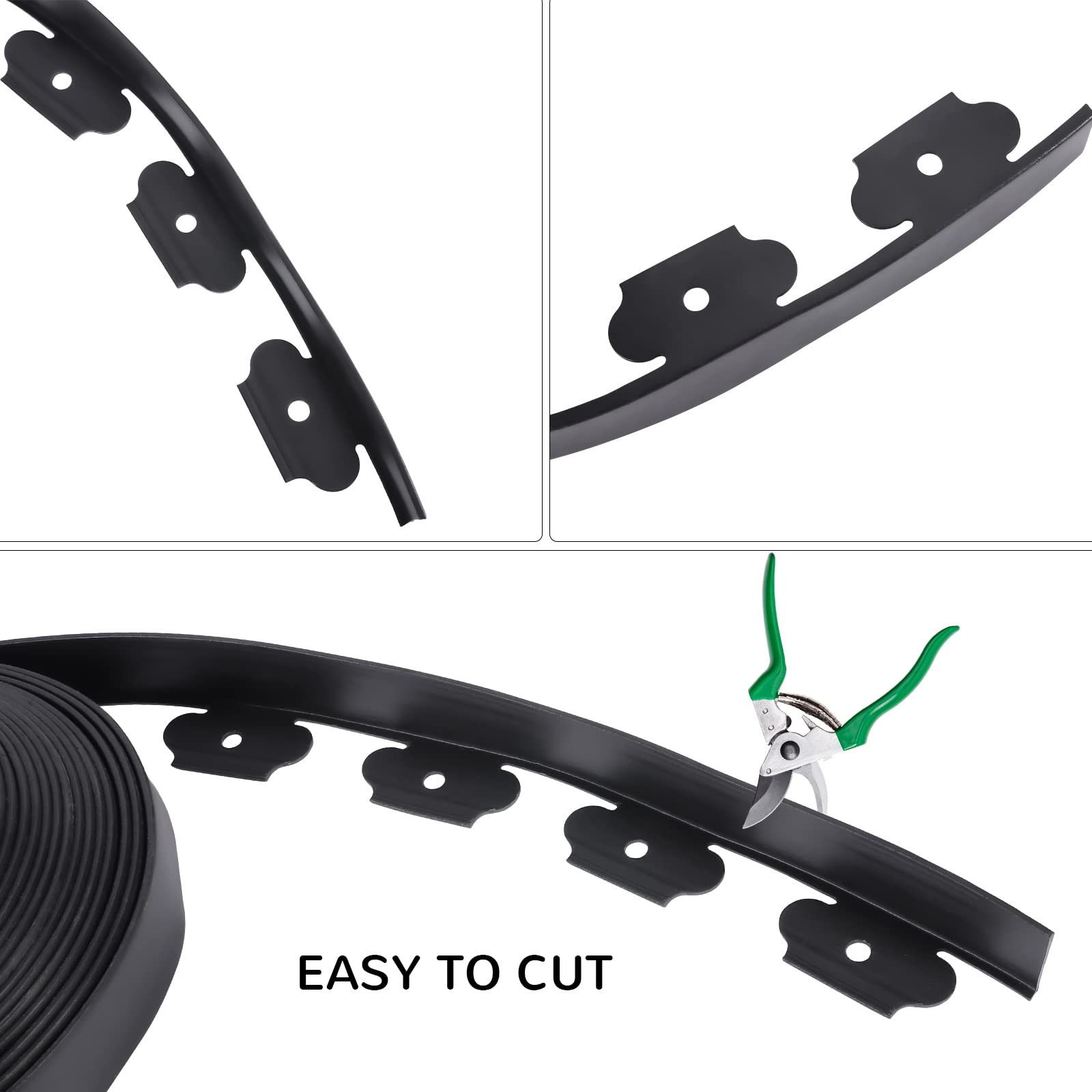No Dig Durable Garden Landscape Edging Kit, 2β Tall Black Plastic Lawn Border with 48pcs Anchoring Spikes for Landscaping, Flower Gardens, Lawn (40FT+48pcs Anchoring Spikes)