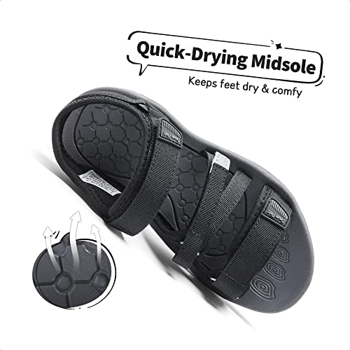 DREAM PAIRS Boys Girls Summer Outdoor Athletic Sport Sandals SDAS2307K Size 2 Little Kid Black