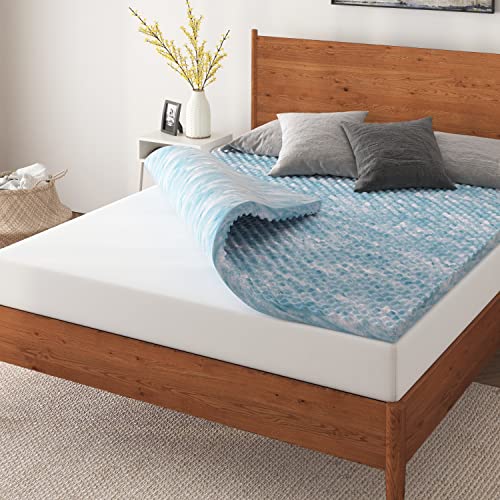 NapQueen 3 Inch Swirl Egg-Shell Cooling Gel Memory Foam Mattress Topper, CertiPUR-US Certified, Twin-XL,Blue