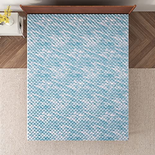 NapQueen 3 Inch Swirl Egg-Shell Cooling Gel Memory Foam Mattress Topper, CertiPUR-US Certified, Twin-XL,Blue