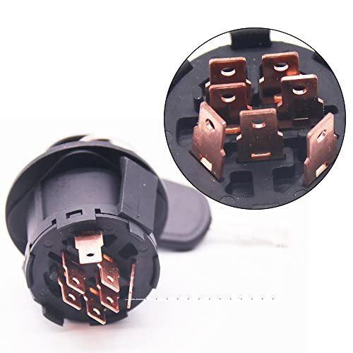 Starter Ignition Switch with Key 4-Position 7-Terminals Compatible with Husqvarna, Craftsman, AYP, for CubCadet, Sears, Poulan Pro Lawn Riding Mower Rider Tractor Lawnmower Replace 532193350 193350