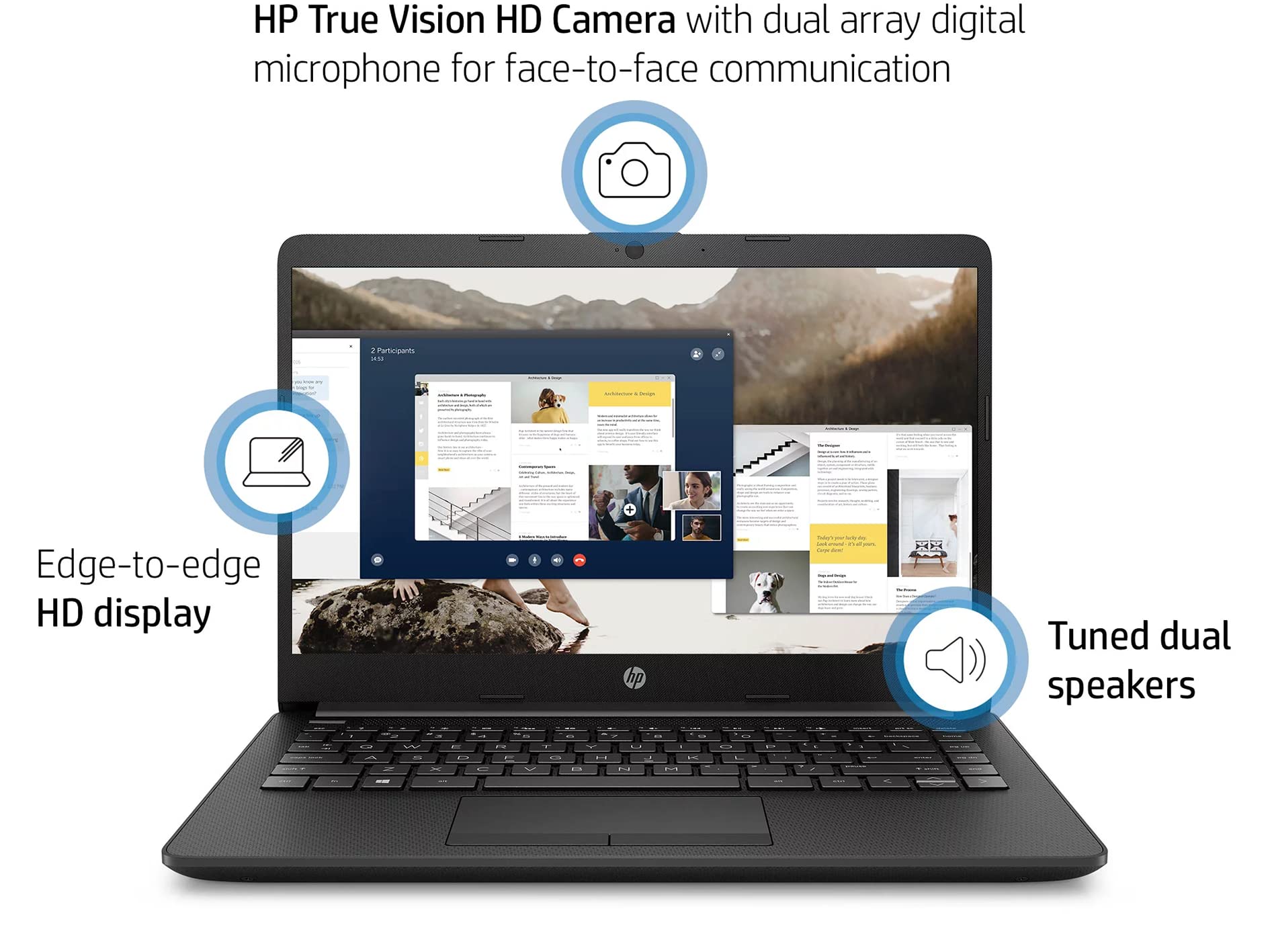 HP 2022 Stream 14" HD Laptop, Intel Celeron N4120 Processor, 4GB RAM, 64GB eMMC Storage, HD Webcam, HDMI, Wi-Fi, Bluetooth, Black, Office 365 1-Year, Windows 11 S, 32GB SnowBell USB Card